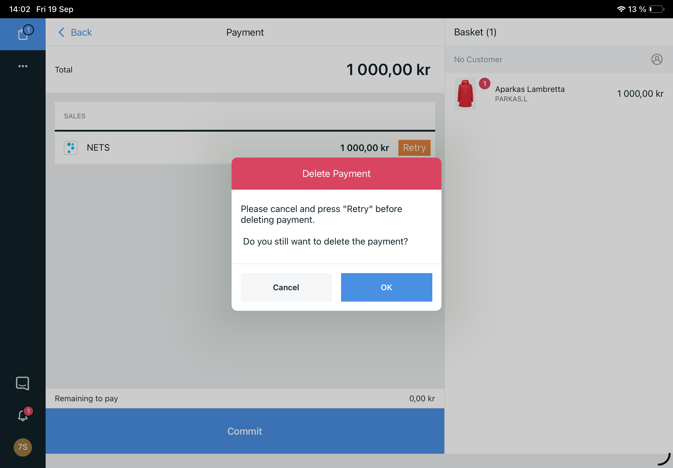 Nets - Reconnect terminal to an ongoing transaction – Sitoo Support