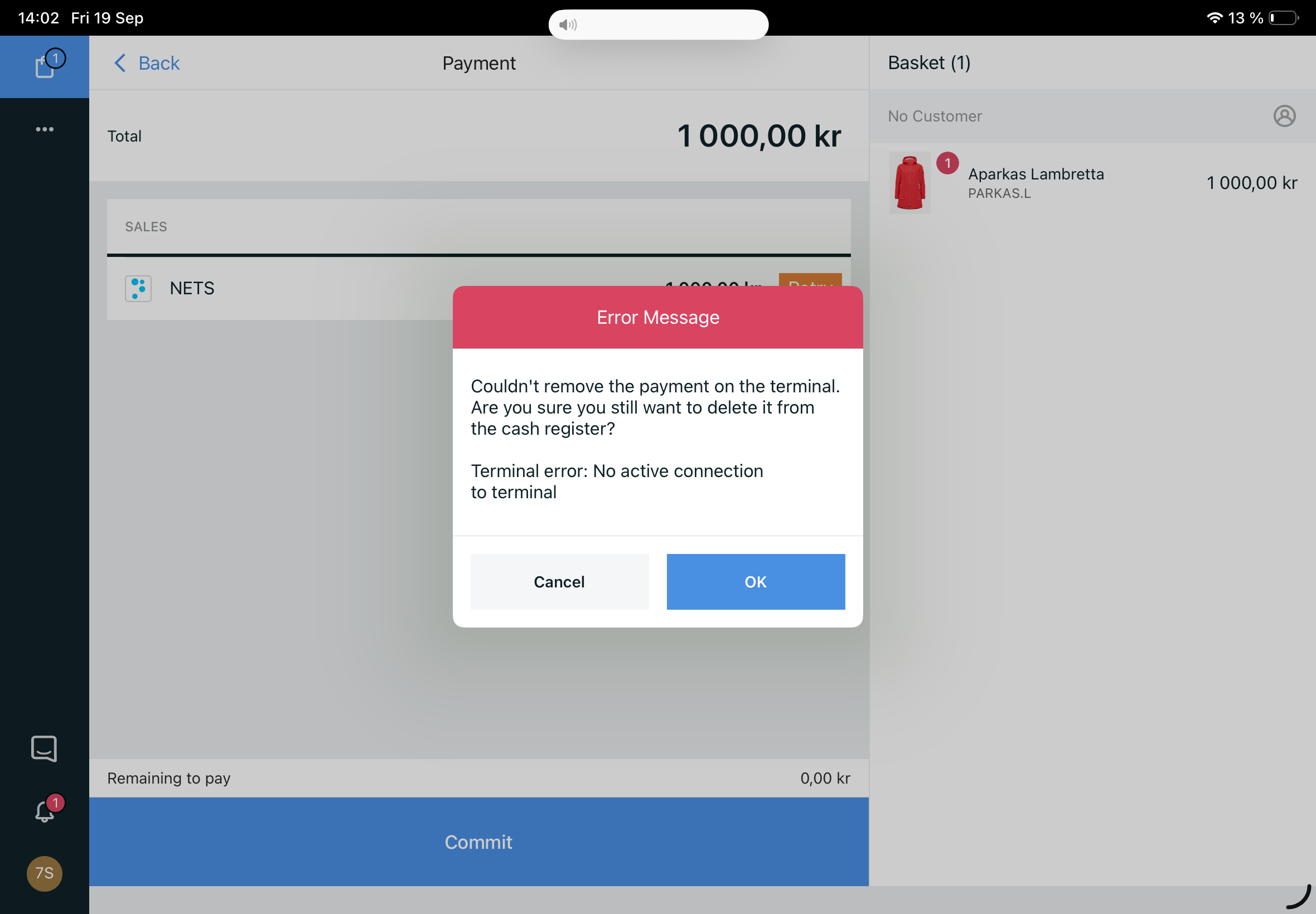 Nets - Reconnect terminal to an ongoing transaction – Sitoo Support