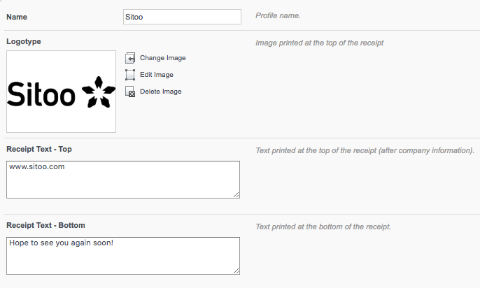 Edit the design of the receipt – Sitoo Support